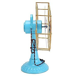 Ozgkee Vintage Table Fan Retro Style Exquisite Colors Durable Metal Wide Base Antique Desk Fan Decor for Showcase Hallway Decoration