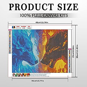 AiYuanzsh DIY 5D Diamond Painting Kits for Adults Diamond Art Wolves of Ice and Fire Diamond Painting Full Drill Crystal Rhinestone Embroidery Craft Kits for Home Wall Decor Gifts 16x12inch