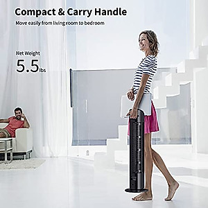 AKIRES Oscillating Tower Fan 30 Inch Portable Light-Weight Space-Saving Quiet Bladeless Floor Fan for Office kitchen Living Room Tower Fan with Remote Control,3 Speeds,3 Modes,7.5H Timer