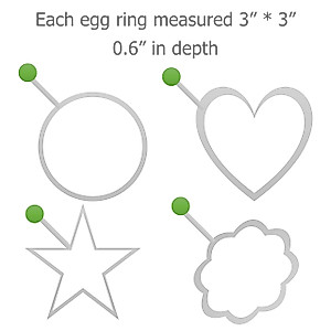 Excelity 4 Sets Stainless Steel Fried Egg Shaper Poachers Pancake Ring Mold for Kitchen Cooking Breakfasts Tools