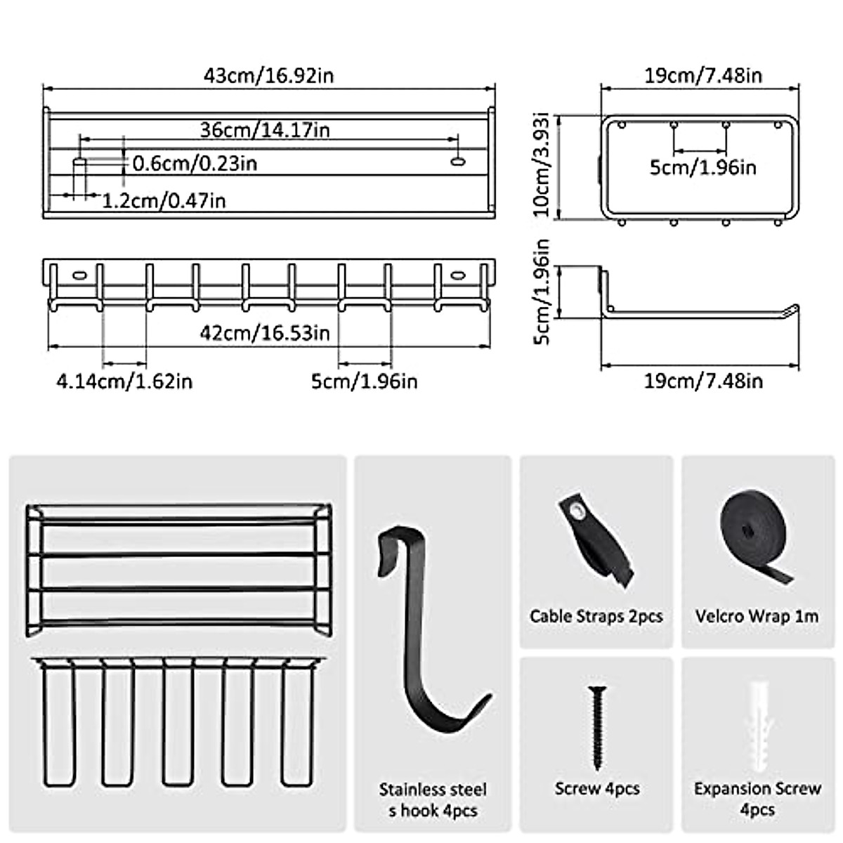 WASAIT Power Tool Organizer and Storage Rack Cordless Drill Tools Organizers Holder Garage Tool Storage Metal Wall Mounted for Handheld Power Tools Heavy Duty Floating Tool Shelf