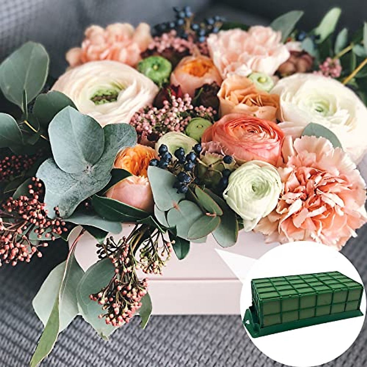 2 Pieces Floral Foam Cage,Flower Arrangements Supplies with Floral Foam,Rectangle Flower Holder Floral Foam Bricks for Fresh Flower Wedding Holiday Decorations