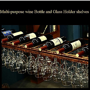 WGX Design For You Wine Bar Wall Rack 60'' Hanging Bar Glass Rack&Hanging Bottle Holder Adjustable(Bronze)