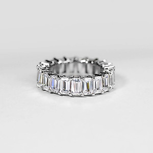 Michooyel S925 6ct Emerald Cut Diamond Eternity Ring Wedding Band Ring Engagement Sterling Silver Fine Jewelry For Women