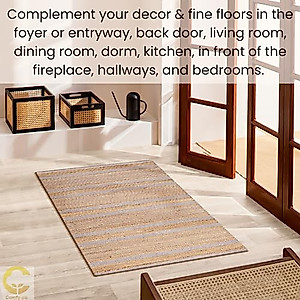 Comfy-co Area Rug 2x3 ft - Hand-Woven Jute Cotton Area Rug Boho Farmhouse Rustic - Non Slip Floor Rug for Bedroom Living Room Kitchen Dorm Entryway Hallway - Area Rug Natural/Grey