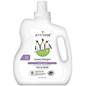 ATTITUDE Natural Liquid Laundry Detergent, Plant and Mineral-Based Efficient Formula, Hypoallergenic, HE, Vegan & Cruelty-Free, Lavender, 40 Loads, 67.6 Fl Oz