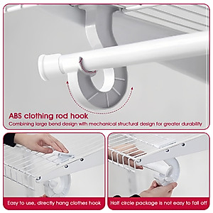 NamcheBarwa 4Pcs Hanging Closet Rod Support with 2 Pcs Metal White Closet Hanging Rod, J-Shaped 3/4 Closet Rod Bracket for Wire Closet Shelving Hanging Clothes