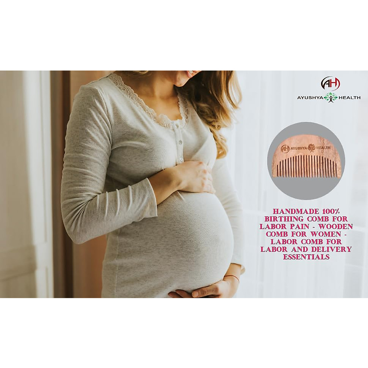 AYUSHYA HEALTH Neem Wood Comb Hair + Beard Detangler for Women and Men | Pocket Comb | traveling Comb & Beard Comb for Beard | Wooden Pocket Size Beard Comb (Pack of 2)