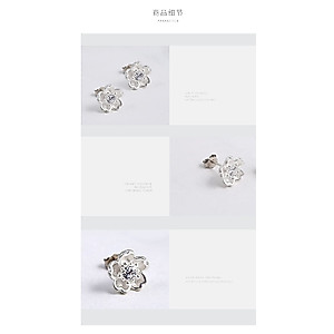 BZG Flower earrings Sterling Silver Cubic-zirconia Stud Earrings Flower stud earrings Earring for women Hypoallergenic earrings Silver earrings Sexy earrings