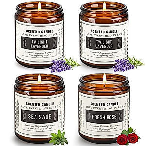 4 Pack Candles Gifts for Women, Lavender Candle Sets for Women Gifts, 28 OZ 200 Hour Long Lasting Candles, Sage Candles for Home Scented, Aromatherapy Candles Gift Set for Family and Friends