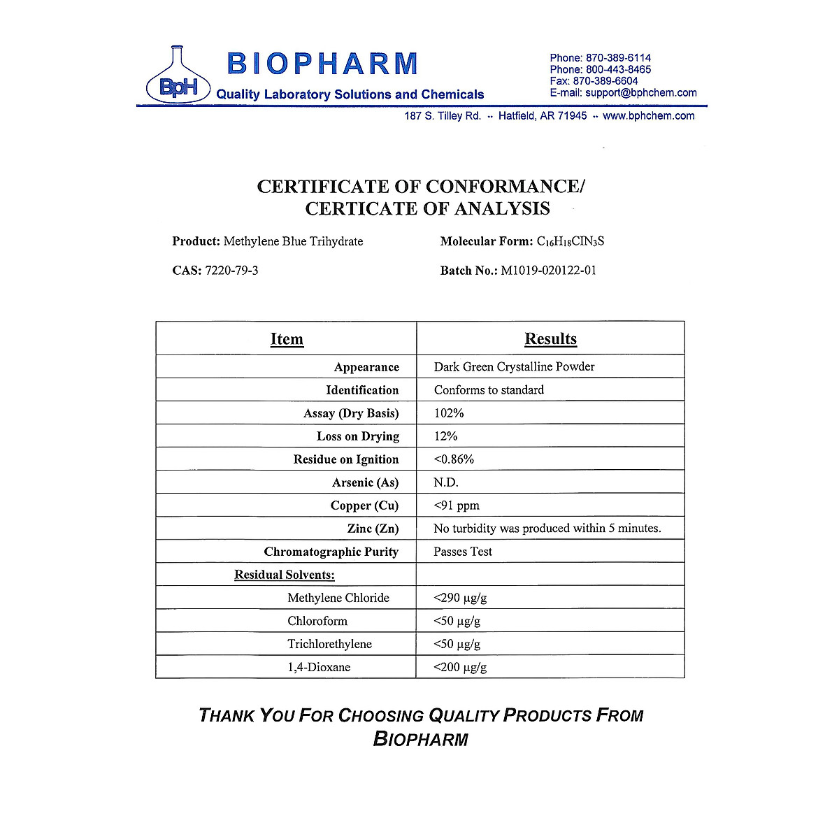 Methylene Blue, 1% USP (Pharmaceutical) Grade, 250 mL (8.4 fl oz); 3rd Party Tested
