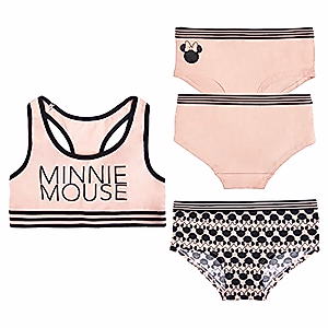 Disney Girls' Minnie Mouse 3-Pack Underwear and Bra Set in Sizes 6, 8, 10, 12, 14, and 16