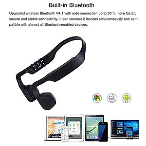 QT S Bone Conduction Headphones Bluetooth with Mic Titanium Lightweight Open-Ear Wireless Stereo Music IP65 Water & Sweat Resistant Answer Phone Call for Running Hiking Driving Bicycling Earphone