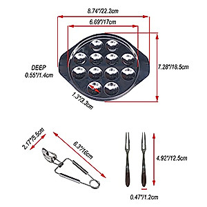 Proshopping 4 PCS Stainless Steel Snail Escargot Plate Set, Large Escargot Baking Dish Platter with Tong and 2 Forks, Round Mushroom Escargot Serving Tray, French Escargot Grill Pan, 12 Holes - (8.7")