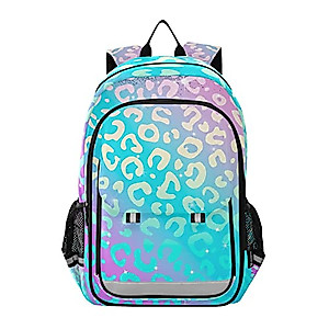 ALAZA Leopard Print Rainbow Cheetah Laptop Backpack Purse for Women Men Travel Bag Casual Daypack with Compartment & Multiple Pockets