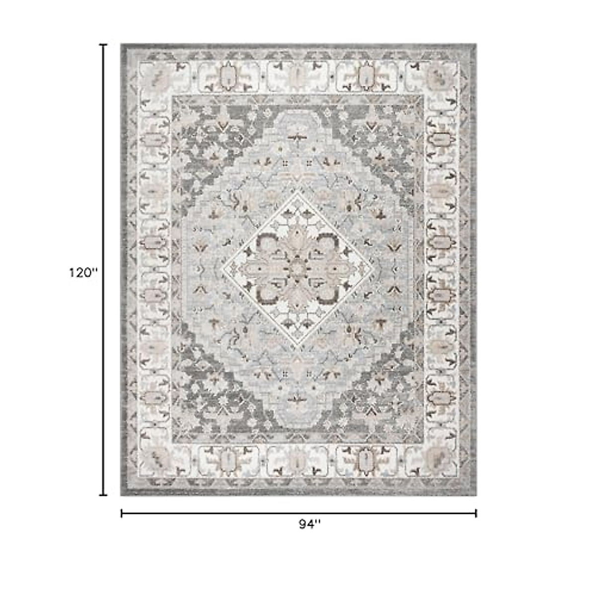 Gertmenian Modern Indoor Area Rugs, Machine-Woven, High Traffic, Non-Shedding & Stain-Resistant, for Living Room, Dining Room, Bedroom, Office, 8x10 Large, Traditional Oriental Gray, 38868