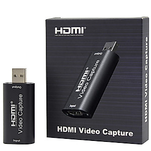 BlueAVS HDMI to USB Video Capture Card 1080P for Live Video Streaming Record via DSLR Camcorder Action Cam (Black)