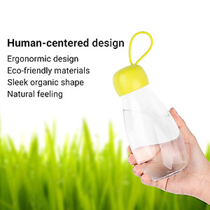 emoi BPA Free Water Bottle, 12oz/360ml Cute Water Bottle with Carrying Strap, Ideal for Kids Boys Girls Students Women Healthy Hydration-Green