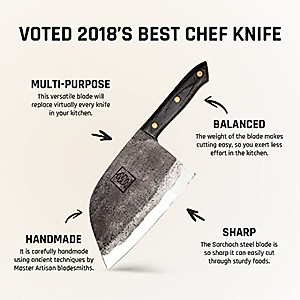 COOLINA PROMAJA Cleaver Knife for Meat Cutting & Vegetable | Carbon Steel Sharp Chef Knife for Kitchen or Outdoor Cooking | Best for Chopping, Slicing, Cutting