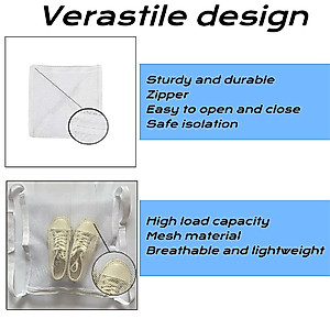 Generic Reusable Mesh Laundry Shoe Washing Machine Bag 2 Pack White Elastic Zipper Closure For Shoes Clothing Laundry Room Easy To Install