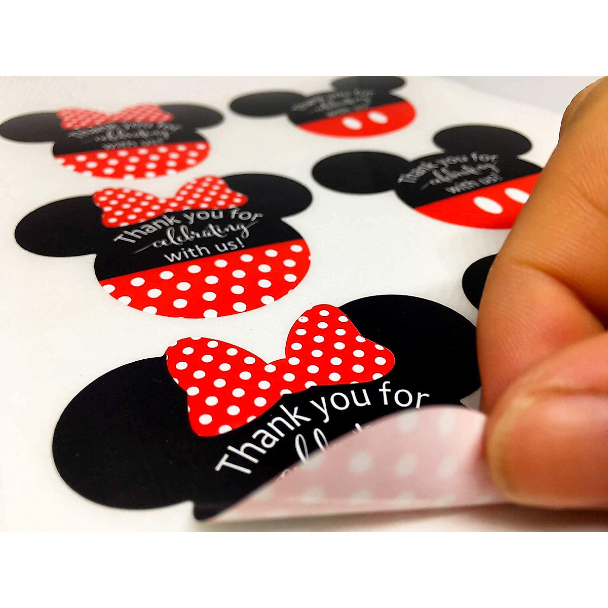 "Thank You for Celebrating with Us" Labels 2.38 x 2 Inch PVC Stickers Holiday Present Stickers-400 Pcs Birthday for Baby Shower Party Decor