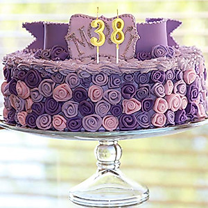 Yaomiao 10 Pieces Birthday Numeral Candles Cake Numeral Candles Number 0-9 Glitter Cake Topper Decoration for Birthday Party Favor (Gold)