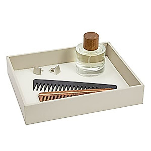 Juvale 2 Pack Faux Leather Valet Tray for Men, Velvet Catchall Organizer for Entryway, Nightstand, Keys, Wallet (Cream, 10 x 8 x 2 In)