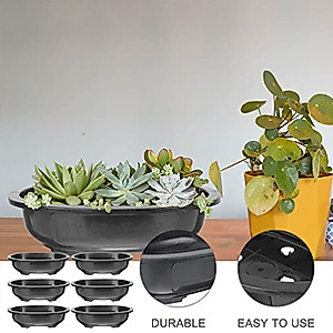 ERINGOGO 6 PCS Bonsai Training Pots, 15'' Oval Bonsai Planter Pot with Drainage Hole, Plastic Large Deep Flower Pot Plants Growing Pots for Nursery, Garden, Balcony