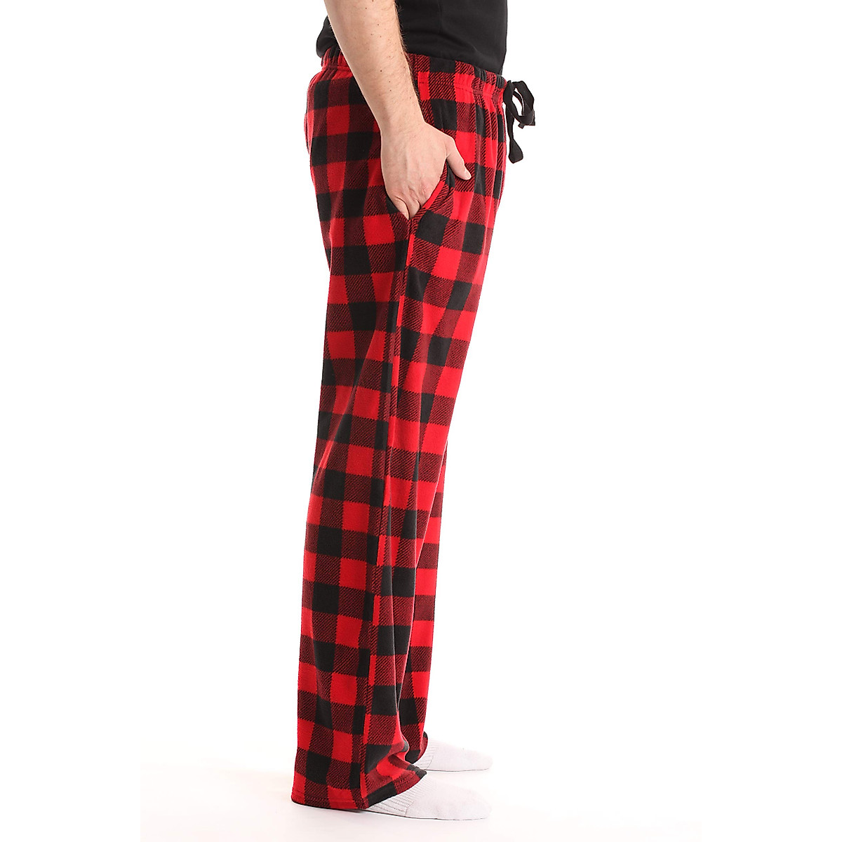 #FollowMe 45902-1A-XXL Polar Fleece Pajama Pants for Men/Sleepwear/PJs, Red Buffalo Plaid, XX-Large