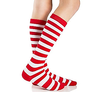 juDanzy knee high tall socks with grips for babies, toddlers, and children (4-6 Years, Red/White & Black/White)…