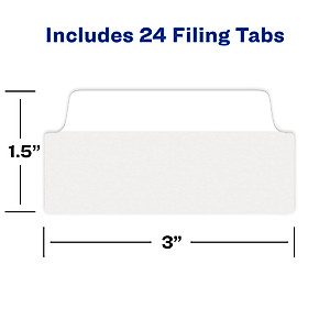 Avery Ultra Tabs, 3" x 1.5", 2-Side Writable, White, 24 Repositionable Filing Tabs (74776)