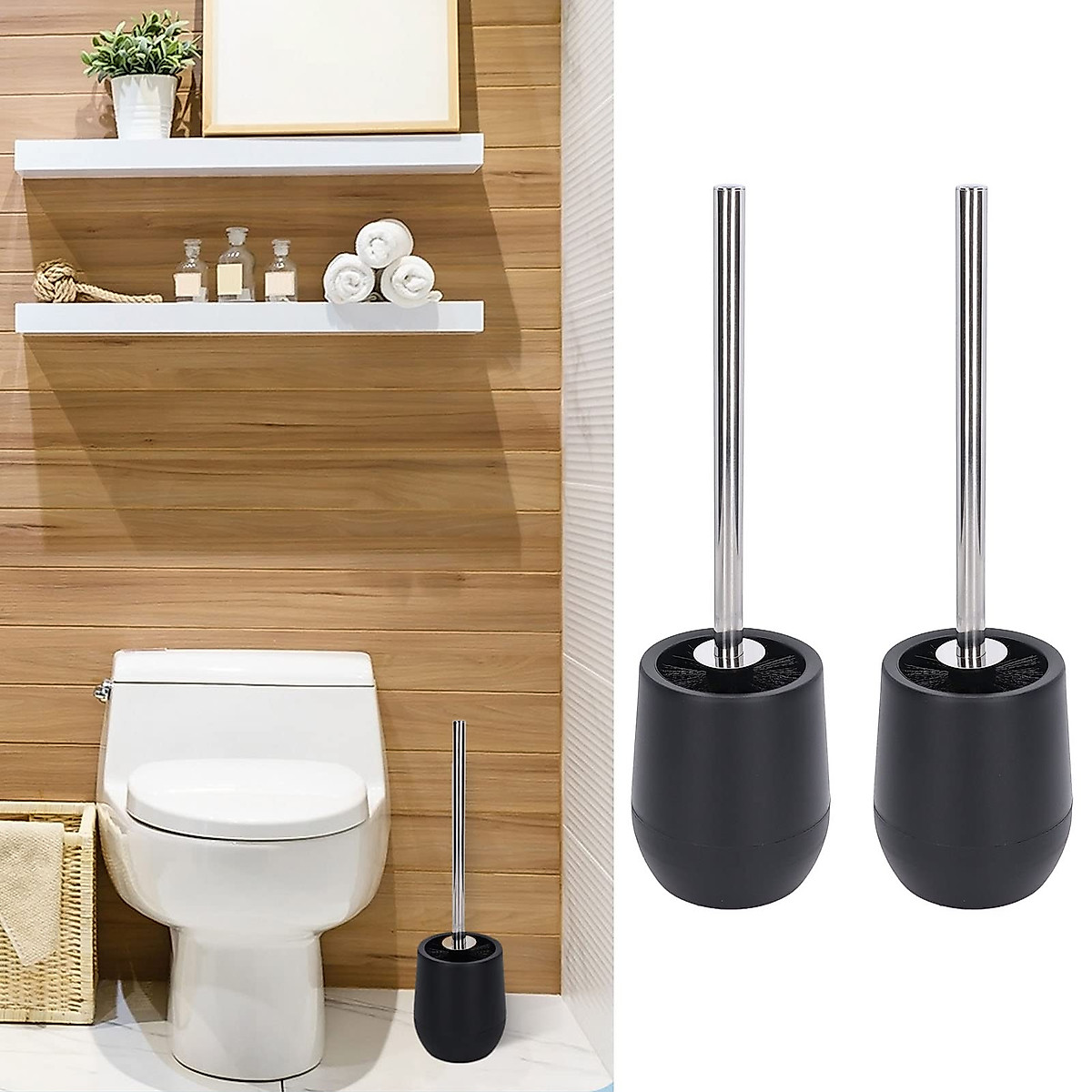 PerGar 2Pcs Toilet Brush, Robust Lockable Threads Toilet Bowl Brush and Holder, Efficient Safe Toilet Cleaner Brush for Deep Cleaning, Toilet Scrubber with Silicone Bristles, Durable Home Accessory