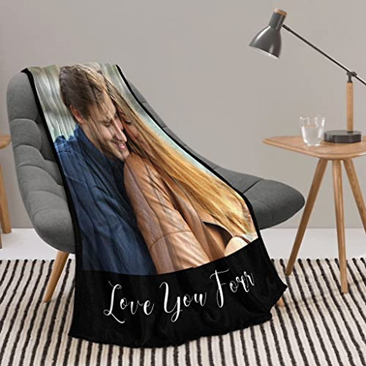 Lcyawer Custom Blankets with Photos, Personalized Picture Blanket Using My Own Photos, Gifts for Boyfriend, Girlfriend, Mothers Day, Mom, Dad, Family, Friends, Couples, I Love You Birthday Gifts