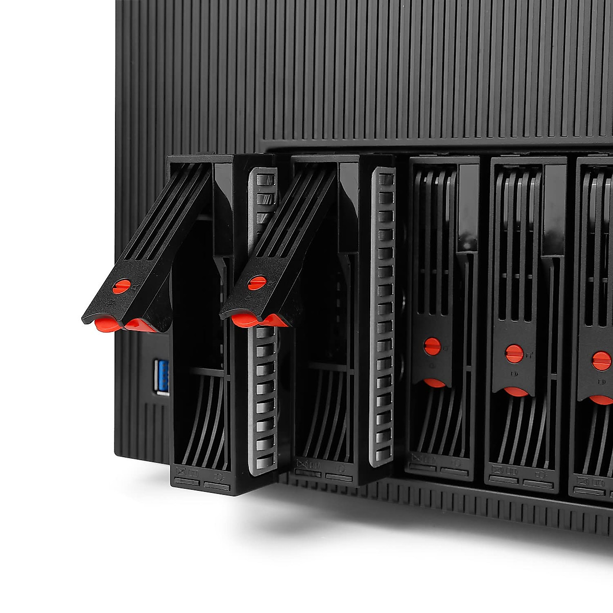 AUDHEID K7 8 Bay NAS Case, Computer Enclosures Compatible Micro-ATX Mini-ITX Motherboard, 3 x Fans, 8 x 2.5/3.5" Tray, Network Attached Storage Server for Home(Diskless)