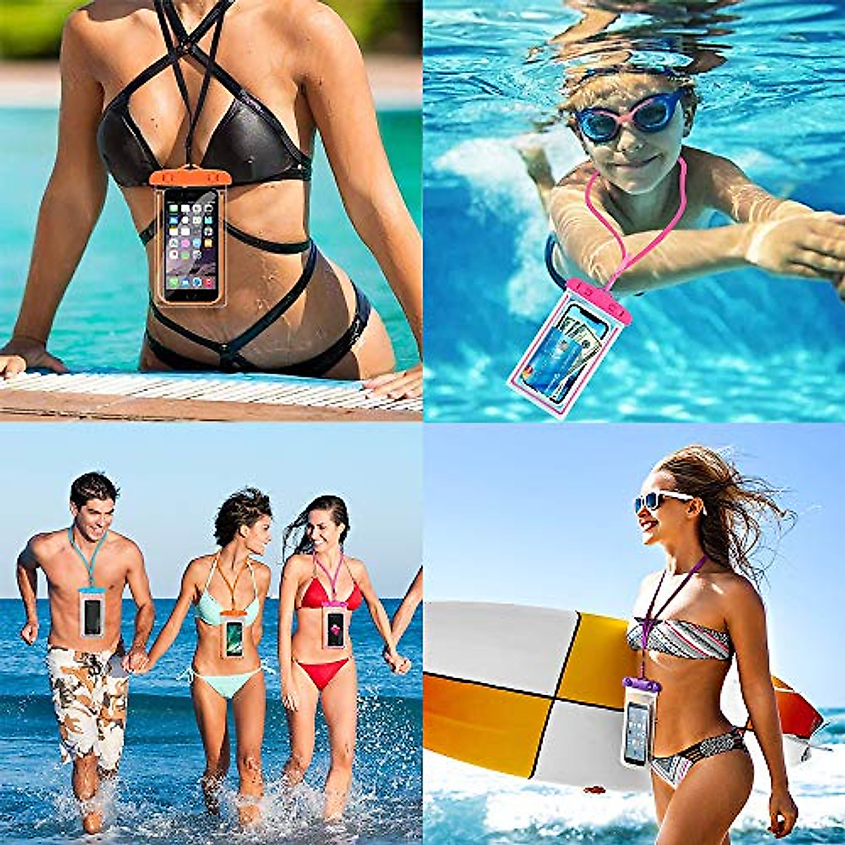 MSERICH Universal Waterproof Case, Waterproof Phone Pouch Compatible for iPhone 13 12 11 Pro Max XS Max,Galaxy S21 S20 S10 S9 Note 10 9 Pixel Up to 7.8", IPX8 Cellphone Dry Bag -5 Pack