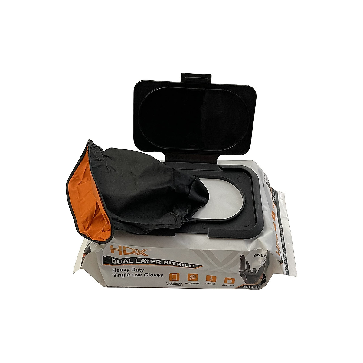 HDX Black Dual Layer 6ml Heavy Duty Disposable Nitrile Gloves 2 - 40 Packs - 80 Gloves Total Large