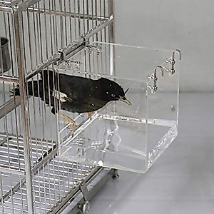 NEWCOMDIGI 1 Piece Bird Bathtub, Bird Bath for Cage, Canary Bath Inside Cage, Bird Bath Box with Hook, Cage Accessory for Parakeet, Parrots, Crested Myna, Sun Conure, Cockatiel