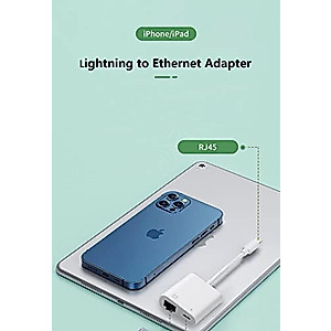 Apple MFI Certified Lightning to Ethernet Adapter for iPhone,2 in 1 LAN Ethernet Network to Lightning Adapter for iPhone 14/13/Pro Max/12/11/XS/XR/X/8/7/6/5 iPad 100Mbps Cat 8 7 6