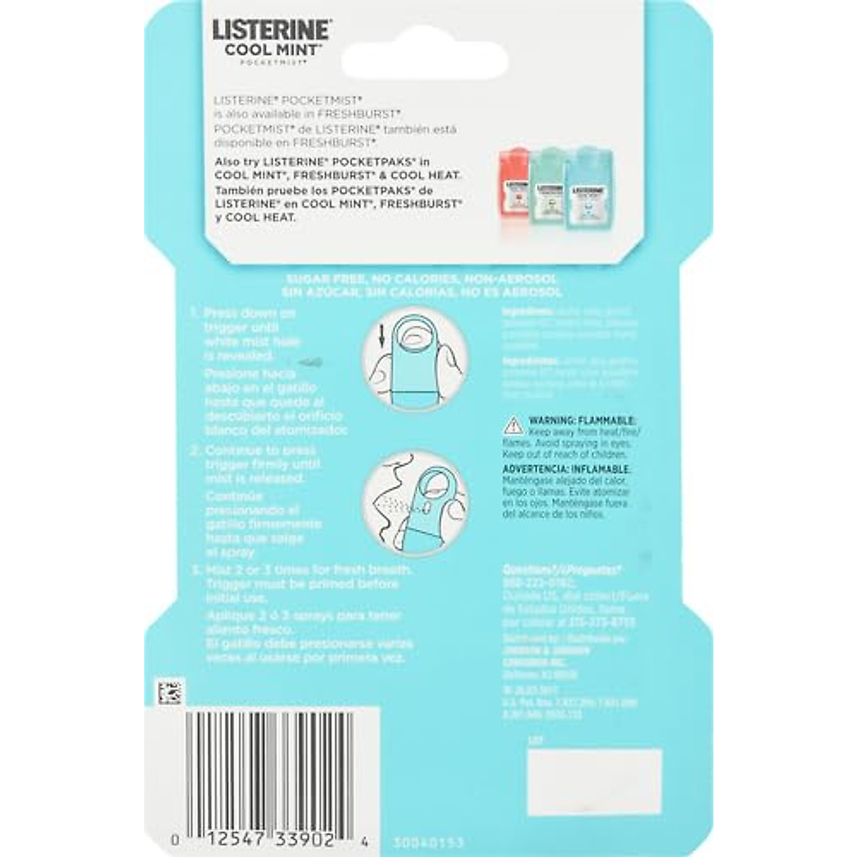 Listerine Pocketmist Cool Mint Oral Care Mist to Get Rid Of Bad Breath, 0.26 Fl Oz (Pack of 2)