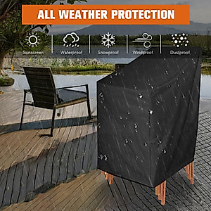 240D Patio Chair Cover ，Outdoor Chair Covers, Patio Waterproof Furniture Covers for 4-6 Stacking Chairs, Black-27 x 27 x 47 inch (1pc 27 x 27 x 47 inch)