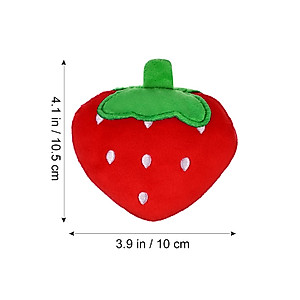 POPETPOP 2Pcs Dog Plush Squeaky Toys - Soft Strawberry Shape Interactive Puppy Chew Toy Stuffed Strawberry for Dogs Teething, Playing, Chewing for Holiday Christmas
