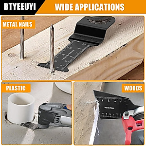 BTYEEUYI Oscillating Tool Blade, 94 Pcs Oscillating Saw Blades with Sandpaper,Quick Release Multitool Blades for Wood Plastics Metal Cutting, Compatible with Dewalt Ryobi Milwaukee Rockwell Dremel