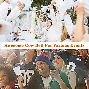 Steel Cow Bell with Handle Cowbells,Cheering Bell and Loud Noise Makers Hand Bells for Sporting Events,Football Games,School Bell,Farm Hand Chimes Percussion Musical Instruments (8 inch White)