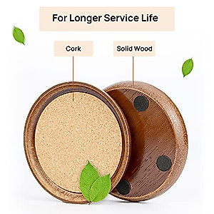 Wooden Drink Coasters,4 Cup Coasters for Drinks Absorbent Cork Coasters Set,Large Natural Wood Stackable Reusable Coasters for Home Office Coffee Bar Table,Rustic Gifts for New Home Friends (4 Pack)
