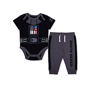 STAR WARS Darth Vader or R2D2 Baby Boys Bodysuit and Pants Set for Newborn and Infants