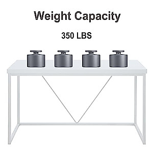 EXCEFUR Home Office Desk, Metal and Wood Computer Desk, Modern Rustic Work Study Writing Table for Living Room Bedroom, White Oak, 55 inch