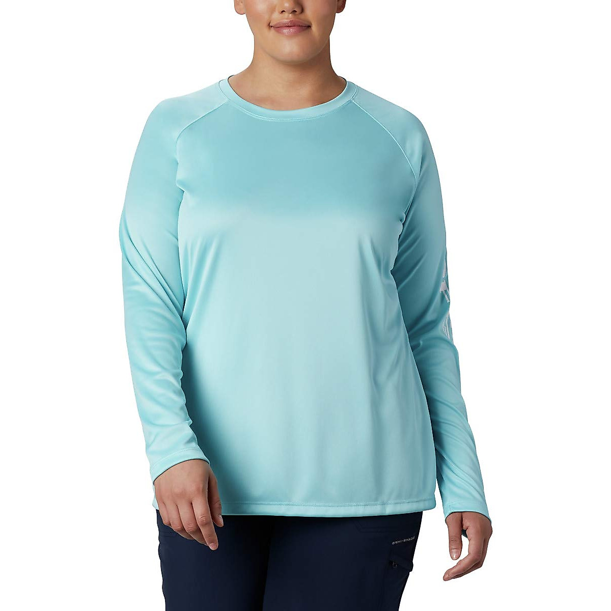 Columbia Women’s PFG Tidal Tee™ II Long Sleeve Shirt, Clear Blue/White Logo, Small