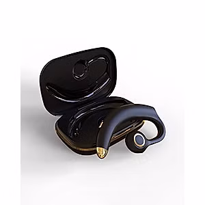 Mosonnytee Bluetooth Headset Open Ear Headphones Bluetooth earpiece Noise Cancelling Headphones with Microphones Bluetooth Headset for Cell Phones handfree Bluetooth Headset with 6-Hours Usage (Gold)