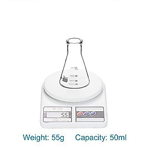 StonyLab 2-Pack Glass 50ml Heavy Wall Narrow Mouth Erlenmeyer Flasks with Heavy Duty Rim - (50ml Fits with StonyLab 4# Rubber Stopper)