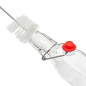 Juvale 6-Pack 8 oz Swing Top Glass Bottles with Stoppers with Airtight Caps and 1 Cleaning Brush, Flip Top Brewing Bottles for Homemade Kombucha, Vanilla Extract, Infused Oil, Vinegar, Tea